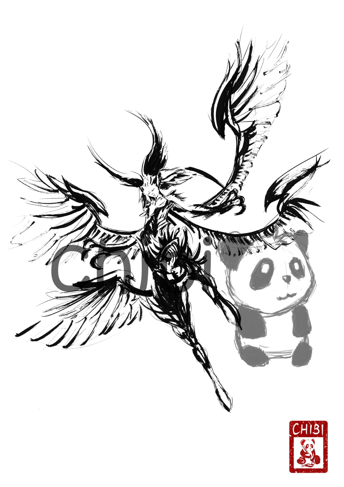 A4 Print - Final Fantasy XIV Garuda Ink Fanart – Chibi Panda UK